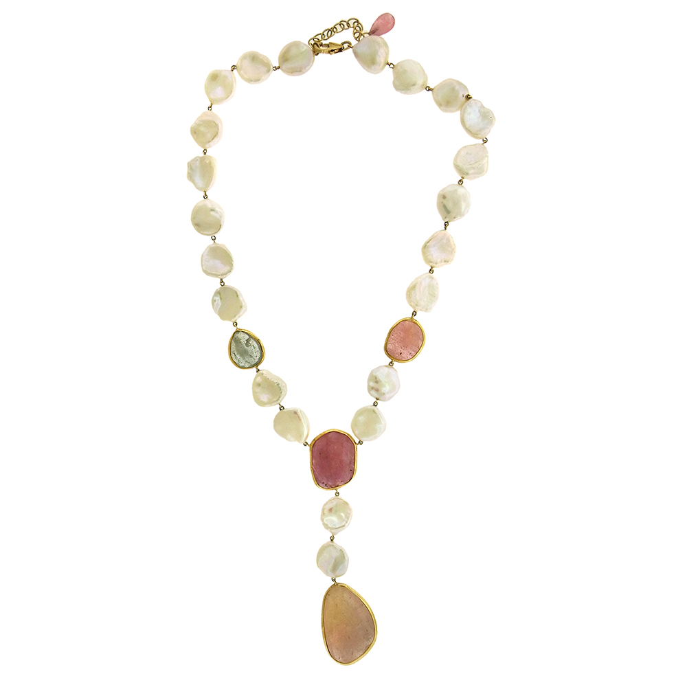 Yvel: Keshi Pearl Sapphire Necklace | Aaron Faber
